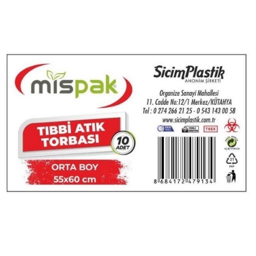 MİSPAK ( ORTA BOY KIRMIZI MİS-O-TBA-31 ) ORTA BOY 55 x 60 cm 100 µm 10 ...