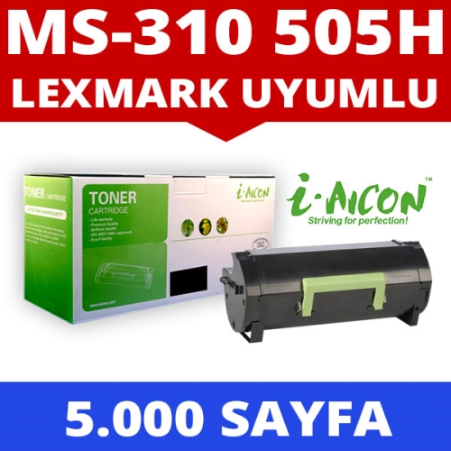I-AICON 50F5H00-505H LEXMARK 50F5H00/505H 5000 Sayfa SİYAH-BEYAZ MUADIL ...
