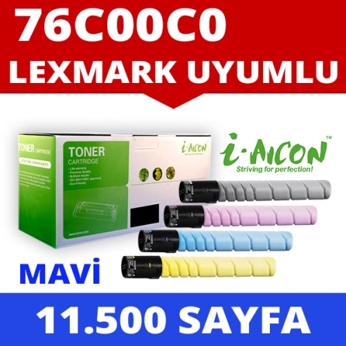I-AICON C-LEX-76C00C0 LEXMARK 76C00C0 11500 Sayfa CYAN MUADIL Lazer ...